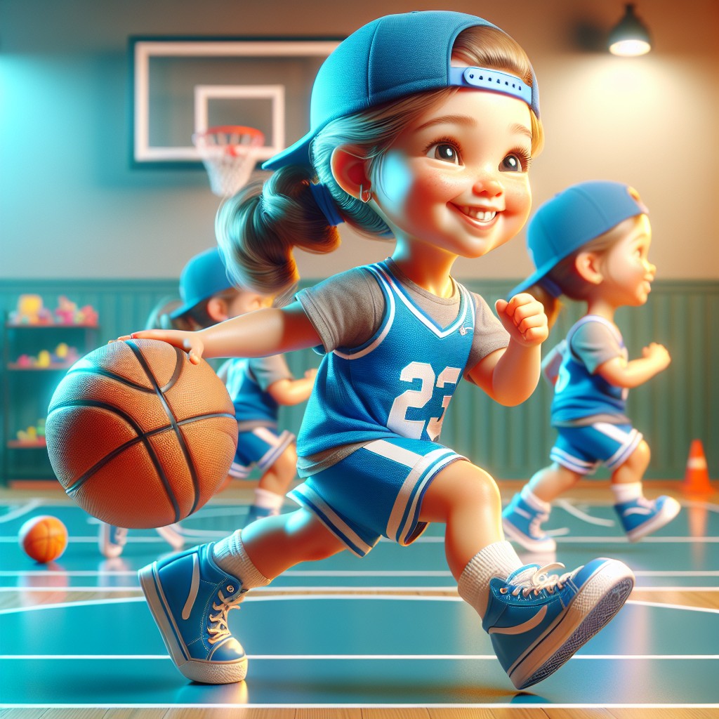 Indoor basketball court,style, collectible toys, a little girl playing ...